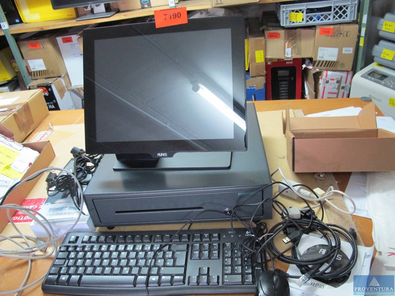 PC-System aus ehemaligem Kassenarbeitsplatz AURES Yuno 151