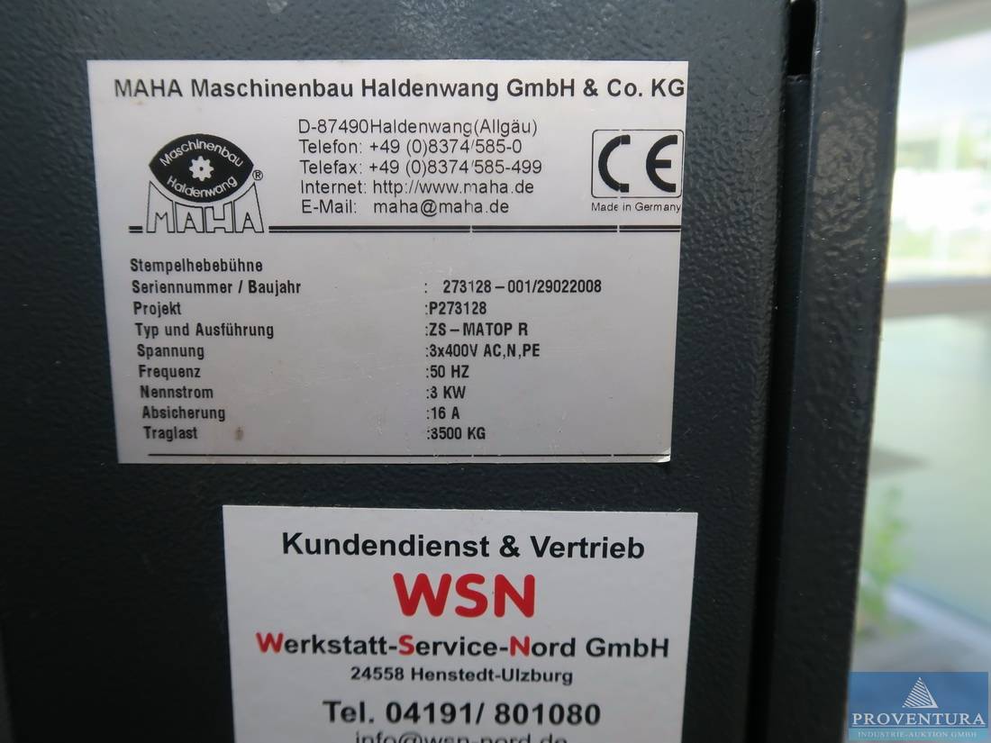 Zwei-Stempel-Hebebühne MAHA ZS-MATOP R 3.500 kg