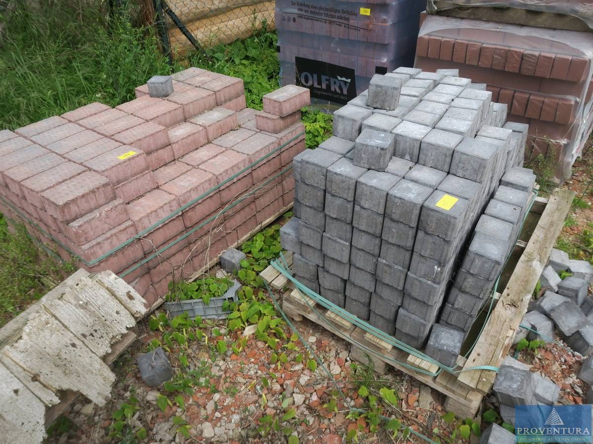 Pflastersteine Beton rot und grau