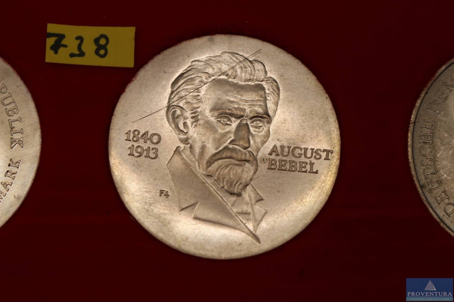 Silbermünze DDR 20 Mark August Bebel 1973