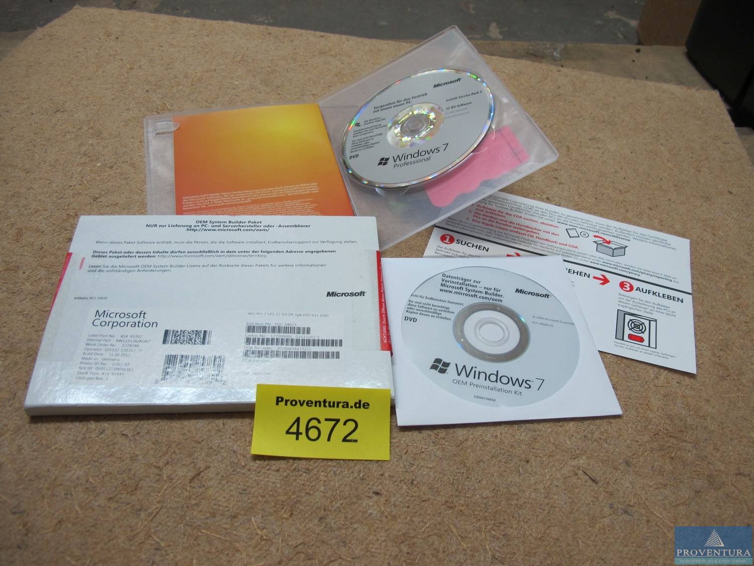 Betriebssystem MICROSOFT Windows 7 Professional OEM